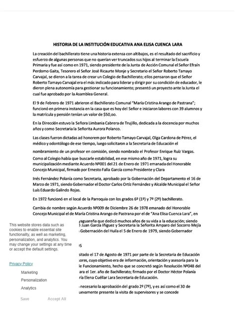 Pdf Historia De La Institucion Educativa Ana Elisa Cuenca Lara Compress Pdf