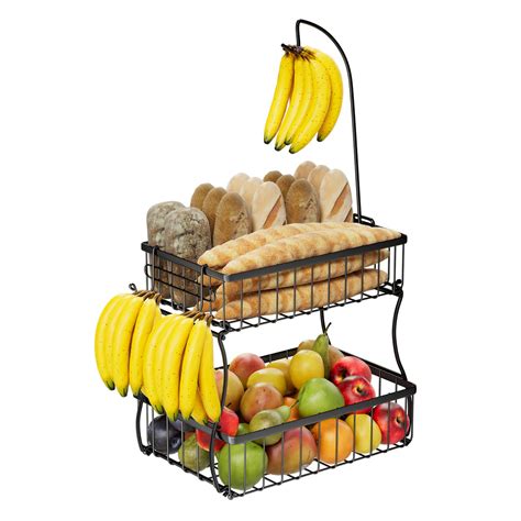 Prep And Savour Simple And Popular Two Tier Wire Kitchen Countertop Fruit