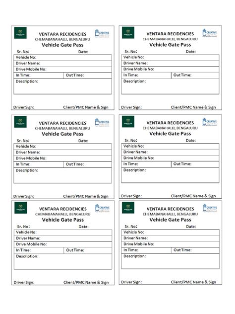 Vehicle Gate Pass 1 Pdf