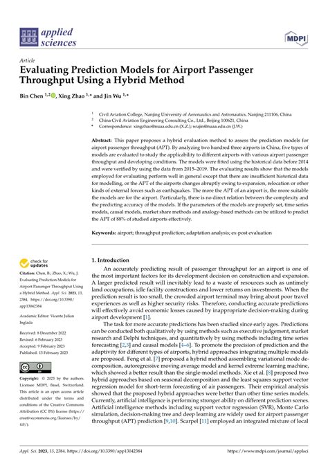 PDF Evaluating Prediction Models For Airport Passenger Throughput