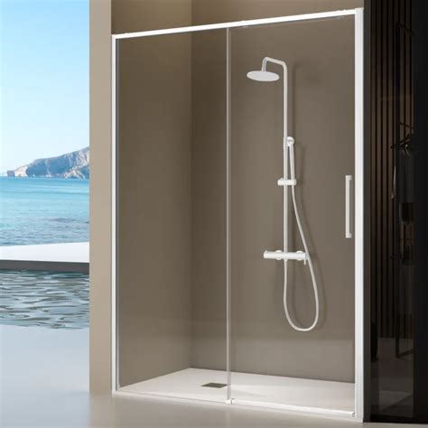 Paroi De Douche Fixe Porte Coulissante Delta Blanc Mat 120 1226 Cm