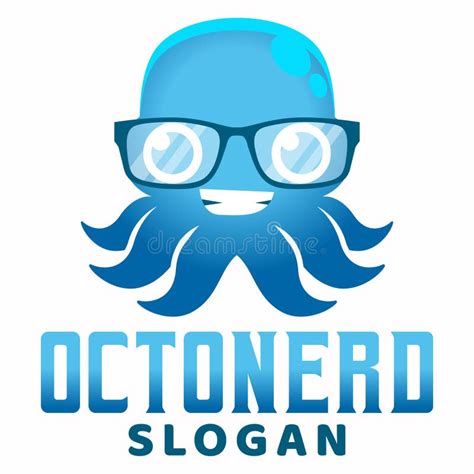 Modern Flat Design Simple Minimalist Cute Geek Nerd Squid Octopus Logo Icon Design Template