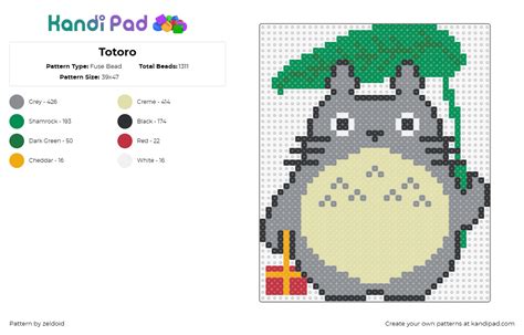 Totoro Fuse Bead Pattern Kandi Pad Kandi Patterns Fuse Bead