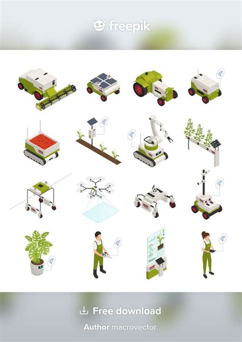 Free Vector Isometric Agriculture Automation Elements Collection