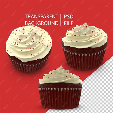 레드벨벳 컵케이크 Png 프리미엄 Psd 파일