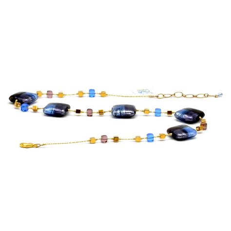 Quadrifoglio Blue Blue Murano Glass Necklace Jewel Genuine Murano