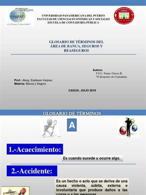 Glosario De Terminos De Banca Seguros Y Reaseguros Elaborado Por Fanny