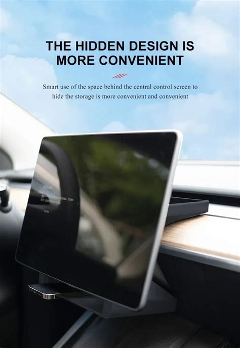 Tesla Model 3 Y Cpu Organizer Magnetic Behind Display Storage Tray Instrument Panel Organizer