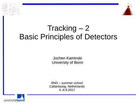[ppt] tracking 2 basic principles of detectors jochen kaminski