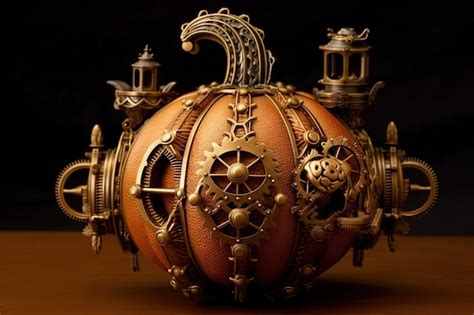 Pumpkin Steampunk Illustration Generative Ai Premium Ai Generated Image