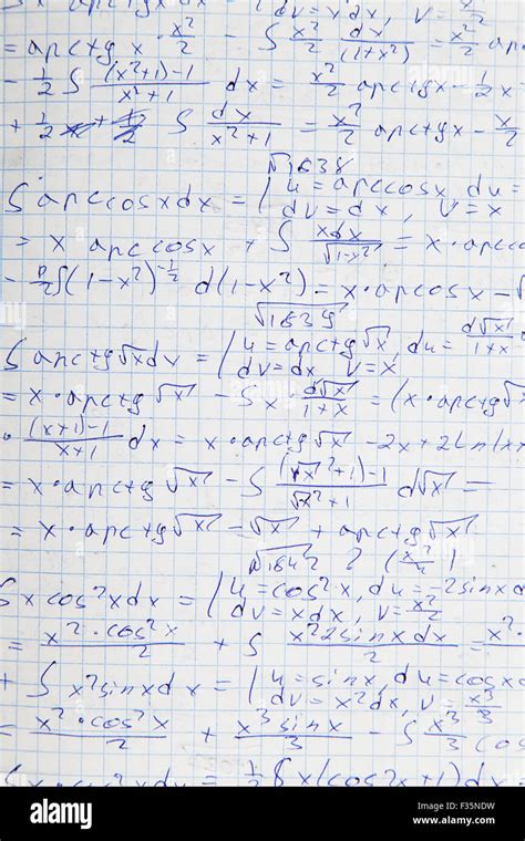 Squared Paper With Mathematical Formulas Stock Photo Alamy