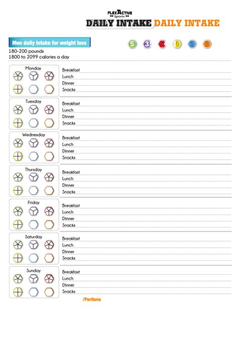 Men Daily Intake Food Chart For Weight Loss Printable Pdf Download
