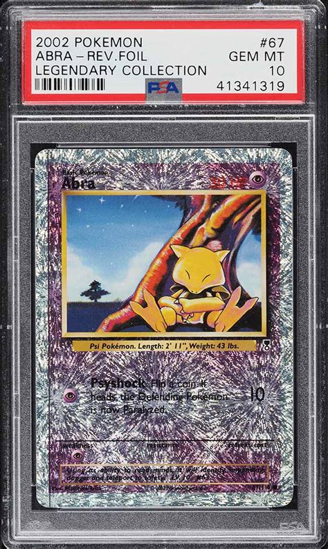 2002 Pokemon Legendary Collection Reverse Holo Abra 67 Psa 10 Gem Min