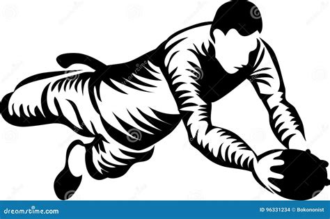 Salto Del Giocatore Di Rugby Illustrazione Vettoriale Illustrazione
