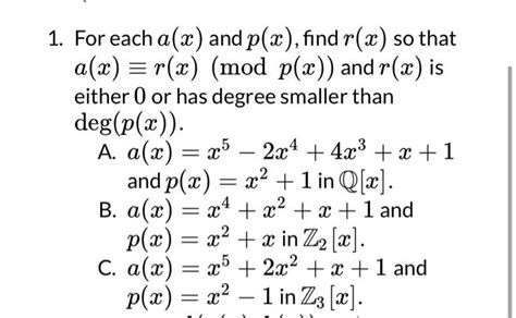 Solved 1 For Each Ax And Px Find Rx So That