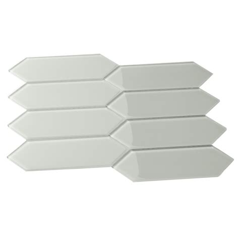 Giorbello Picket Hexagon Light Gray 3 In X 9 In Glossy Glass Subway