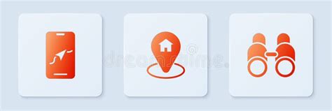 Set Location With House City Map Navigation And Binoculars White