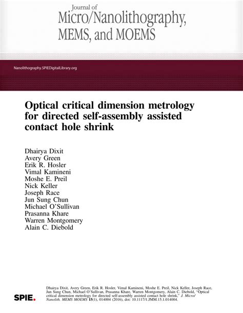 Pdf Metrology For Block Copolymer Directed Self Assembly Structures