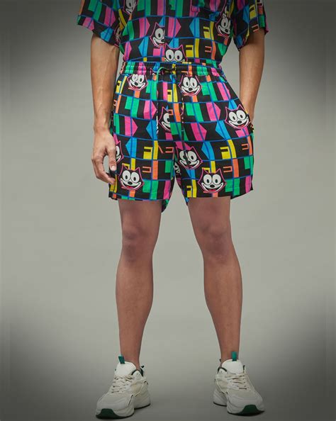 X Felix The Cat Black Printed Unisex Co Ord Shorts