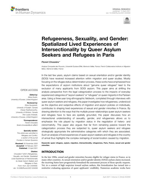 Pdf Refugeeness Sexuality And Gender Spatialized Lived Experiences Of Intersectionality By