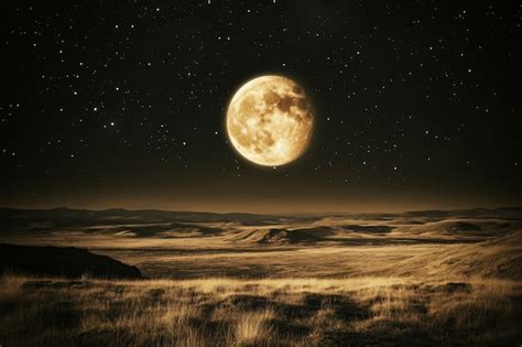 Sepia Style Effect With Moon Phase In The Night Sky Ai Generated Image