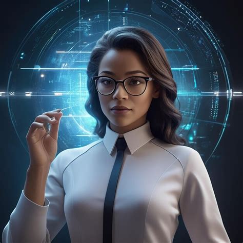 Binary Code Cyber Business Woman Images With Ai Generated Premium Ai Generated Image