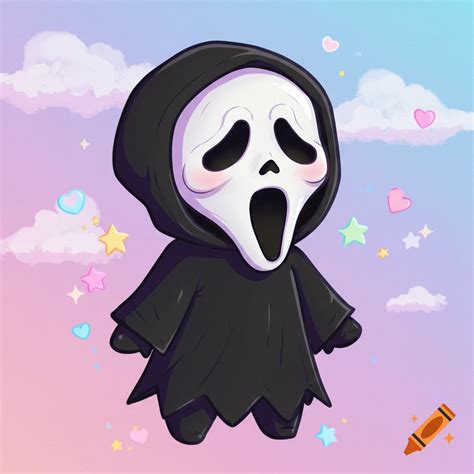 Cute Ghostface Character In Pink And Glittery Design Among Halloween Decorations On Craiyon