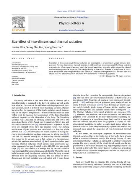 Pdf Size Effect Of Two Dimensional Thermal Radiation