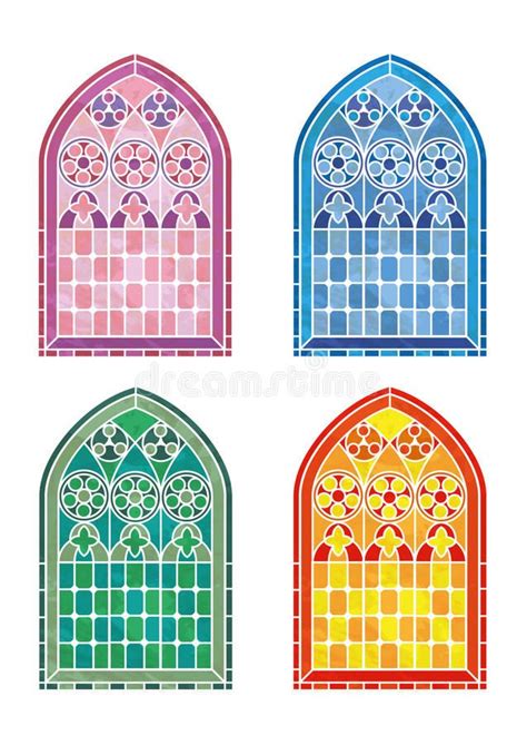 Stained Glass Window Stencils Stock Vector Illustration Of Beautiful