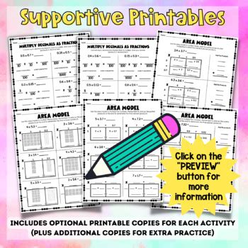 Multiplying Decimal Tenths And Hundredths Pixel Art Bundle With Printables