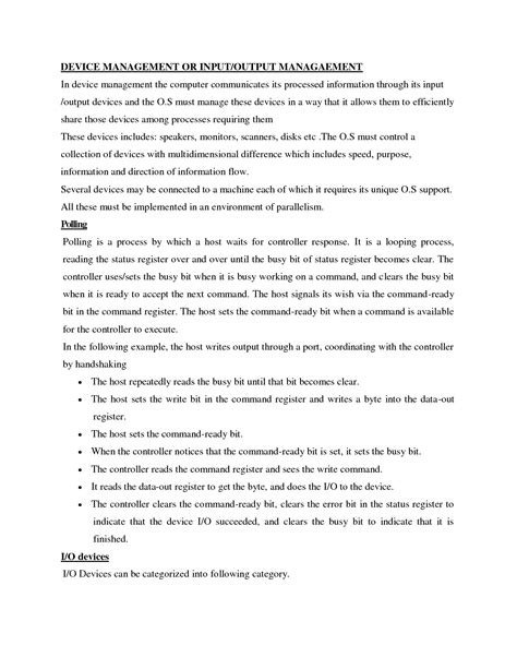 SOLUTION Device Management Or Input Output Management Studypool