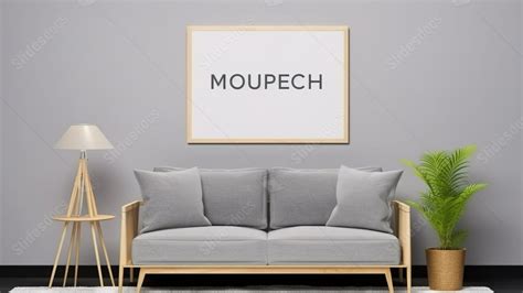 무료 빈 액자 모형 소파와 테이블이 있는 거실의 매끄러운 3d 렌더링 Ppt 배경 Slidesdocs