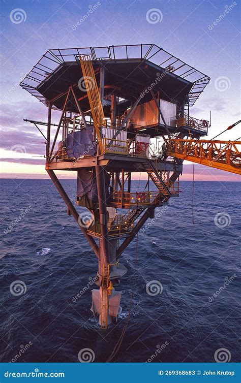 Offshore Construction Of The Perch Monopod Platform Stock Image