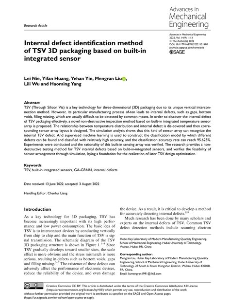 Pdf Internal Defect Identification Method Of Tsv 3d Packaging Based