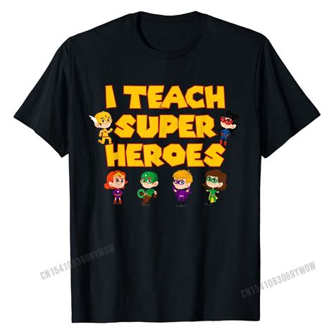 เสื้อยืด ผ้าฝ้าย พิมพ์ลาย I Teach Superheroes น่ารัก คลาสสิก ของขวัญวัน