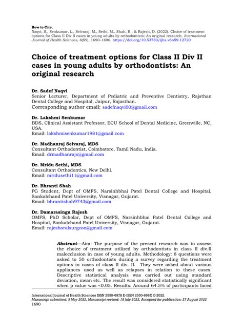 Pdf Choice Of Treatment Options For Class Ii Div Ii Cases In Young