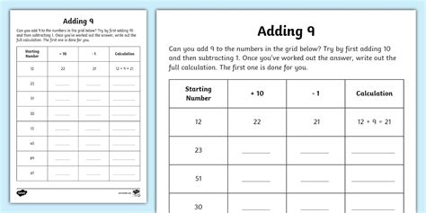 👉 Adding 9 Activity Sheet Teacher Made Twinkl