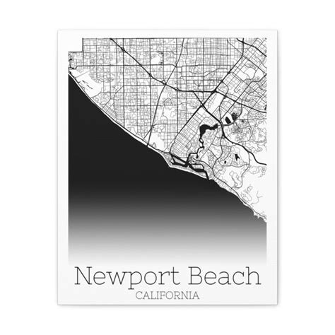 Newport Beach California Map Detailed Map Of The City In Black Etsy