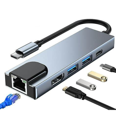 Nueva Estación De Acoplamiento Usb C Hub 5 En 1 Tipo C Con Divisor De
