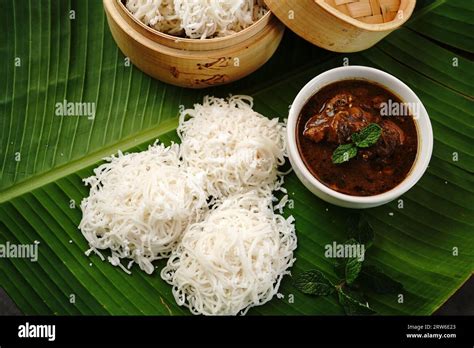 Idiyappam With Chicken Curry Kerala Steamed Breakfast Made Of Rice