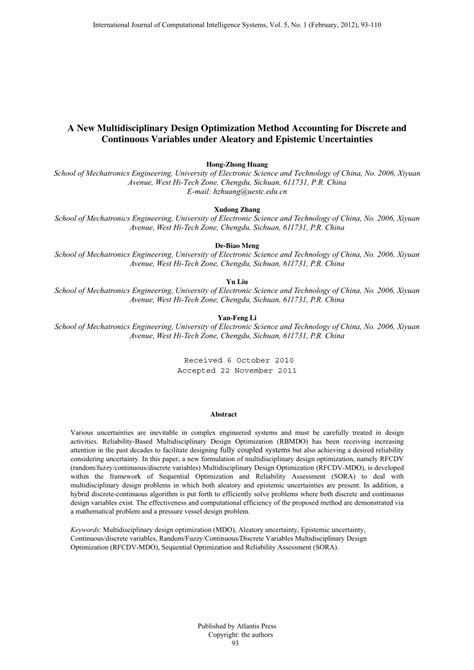 Pdf A New Multidisciplinary Design Optimization Method Accounting For