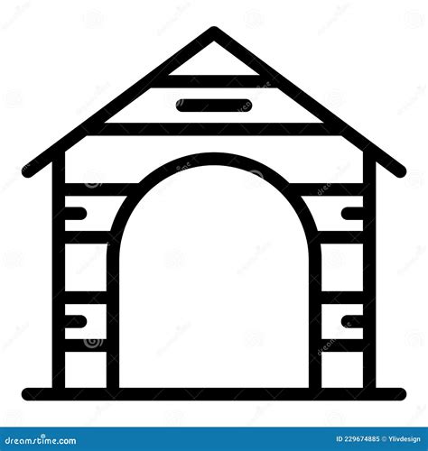 Vector De Contorno De Icono De Perrera De Madera Casa De Perros