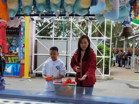 姚莹莹接连带儿子去主题乐园游玩开心合影 母子相依为命感情好