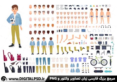 وکتور لایه باز کاراکتر پسر بچه ورزشکار دیجی پی اس دی