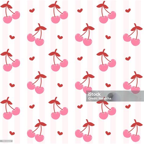 Coquette 체리 와 활 Seamless 패턴 프레피 핑크 배경 절연 바탕에 고립된 체리에 대한 스톡 벡터 아트 및 기타 이미지 Istock
