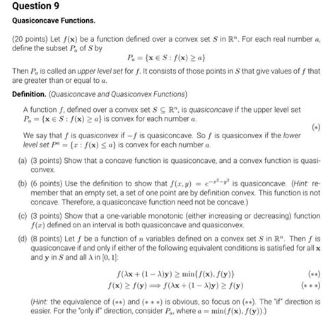 Solved Quasiconcave Functions 20 Points Let F X Be A Chegg