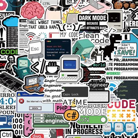 10 30 50pcs funny programming stickers java cloud language internet decals diy skateboard