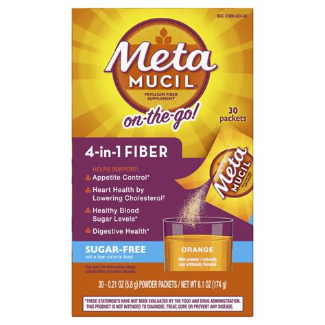 Metamucil Fiber Supplement Psyllium Husk Fiber Powder Sugar Free