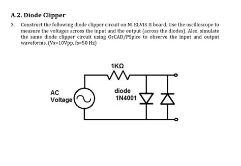 Solved A 2 ﻿diode Clipper3 ﻿construct The Following Diode
