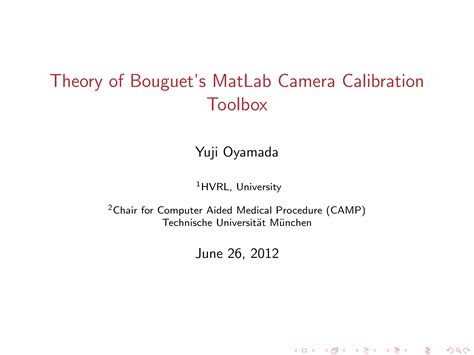 Bouguets Matlab Camera Calibration Toolbox Ppt